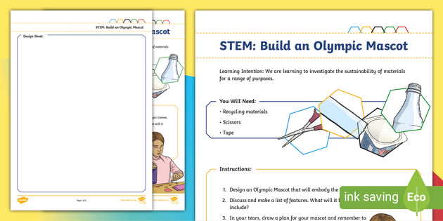 STEM: Build an Olympic Mascot, (teacher made)