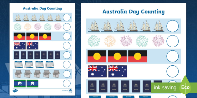 Australia Day Counting Worksheet