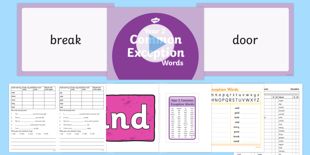 Year 2 Common Exception Words Resource Pack (teacher made)