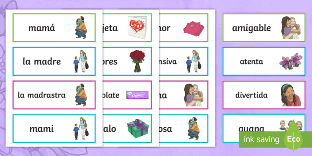 Mother's Day Word Cards - Spanish (teacher made)