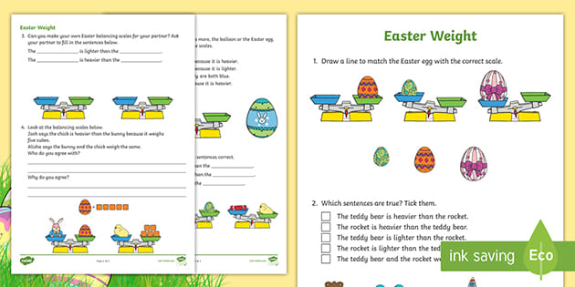 👉 Easter Weight Worksheet