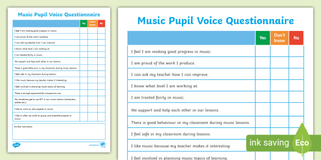 👉 Music Pupil Voice Questionnaire - Twinkl - KS2