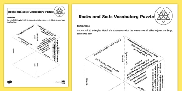 Rocks and Soils Review Vocabulary Puzzle