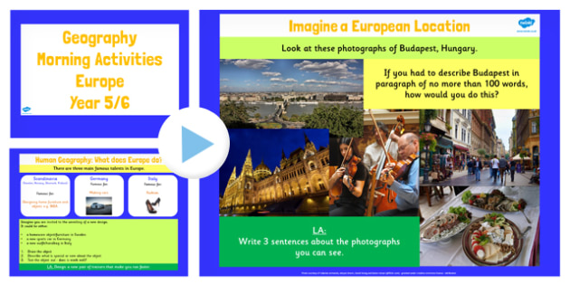 Year 5 6 Europe Geography Morning Activities PowerPoint - ks2