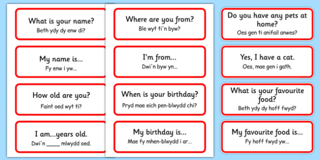 Shwmae Su’mae Day Simple Conversation Cards Welsh - Diwrnod, Ymadroddion