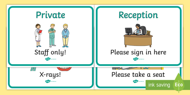 Dentist Dramatic Play Signs - dentist, role-play, display, signs, bulletin