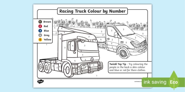 FREE! - Racing Truck Colour by Number (teacher made)
