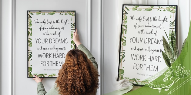 Michelle Obama Botanical-Themed Inspirational Poster