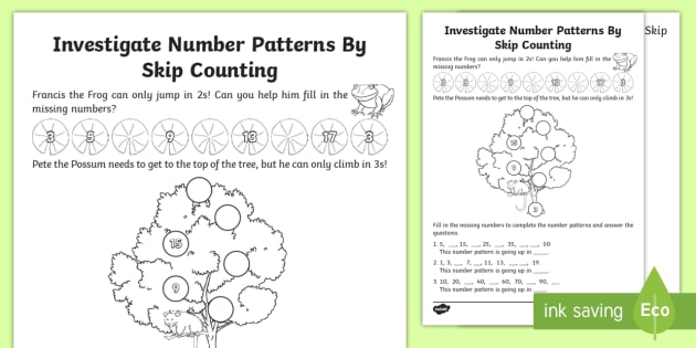 Investigate Number Patterns By Skip Counting Worksheet