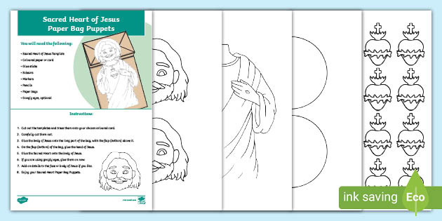 Paper Bag Puppet Sacred Heart Craft Activity - CfE - Twinkl