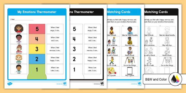 My Emotions Thermometer Matching Activity (teacher made)