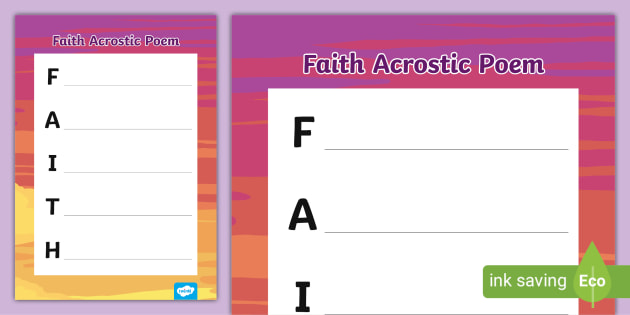 Faith Acrostic Poem (teacher made)