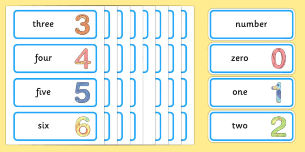 Maths Number System Word Cards 0-20 (teacher made)