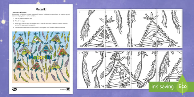 Matariki Collaborative Colouring Activity (teacher made)