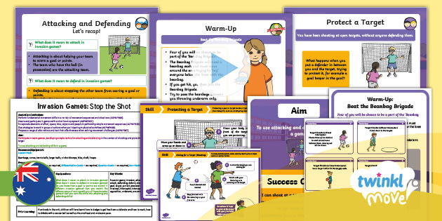 Move PE Year 2 Invasion Games Lesson 5: Stop the Shot Lesson Pack