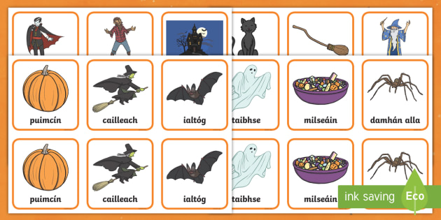 Halloween Matching Cards Gaeilge (teacher made)