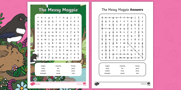 The Messy Magpie Word Search | Recycling Word Search