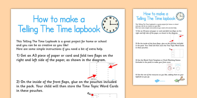 FREE! - Telling The Time Lapbook Instructions (teacher made)
