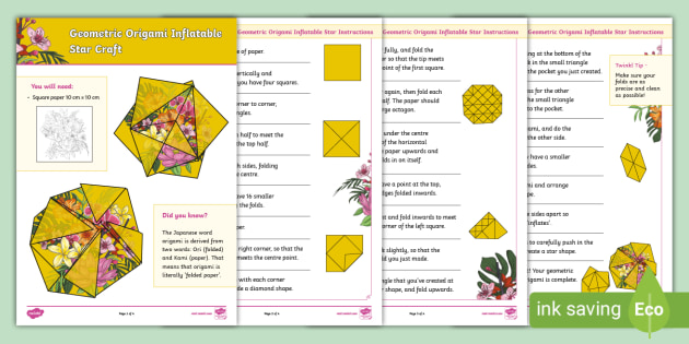 FREE! - Geometric Origami Inflatable Star Instructions