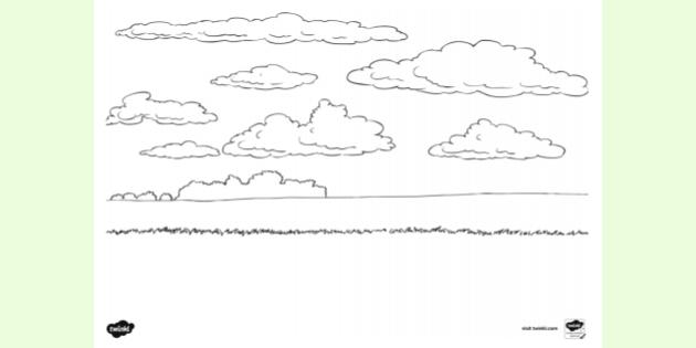 Field Landscape Background Colouring Sheet