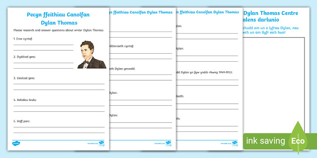 FREE! - Dylan Thomas Centre Fact File Activity Sheets - Twinkl