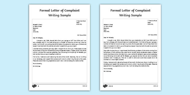 Formal Letter Of Complaint Writing Sample ESL Writing A Letter Of Formal Letter Of Complaint Writing Sample ESL Writing A Letter Of
