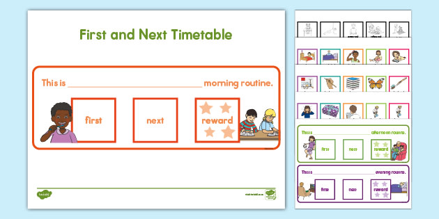 First and Next Visual Support Board and Cards-Special Ed.