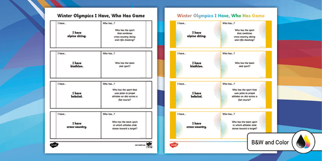 Winter Olympics I Have, Who Has Game