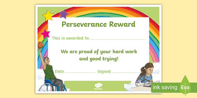 Perseverance Certificate - Older Learners (teacher made)