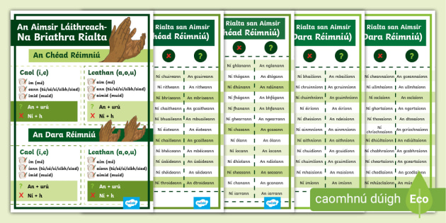 Irish Verbs Glance Cards | An Aimsir Láithreach