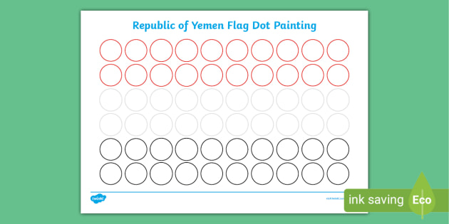 Republic of Yemen Flag Dot Painting Worksheet