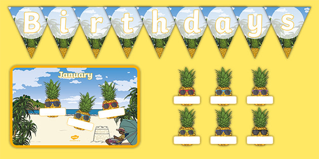 Tropical Pineapple Birthday Display (teacher made)