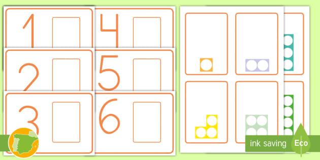 Tarjetas de emparejar: Matemáticas manipulativas - Relaciona los números