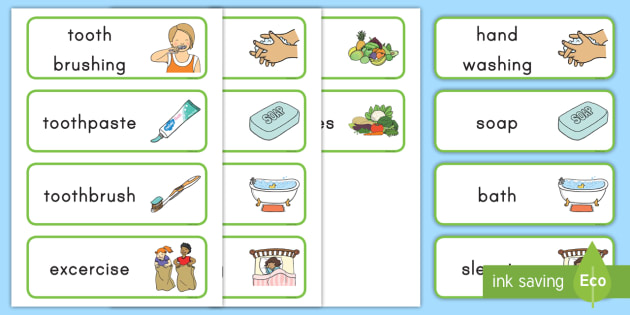 Healthy Living Word Cards - healthy living, healthy habits, word
