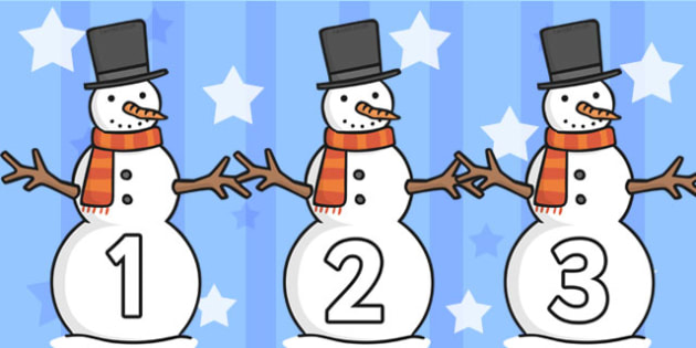 Numbers 0-30 on Snowmen - Christmas, xmas, snowman, advent