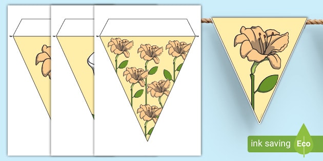 Lily Flower Theme Display Bunting