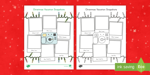 Christmas Vacation Snapshots Writing Template