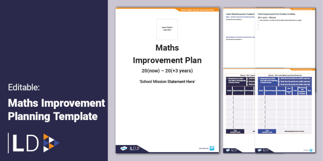 Maths Improvement Planning Editable Template