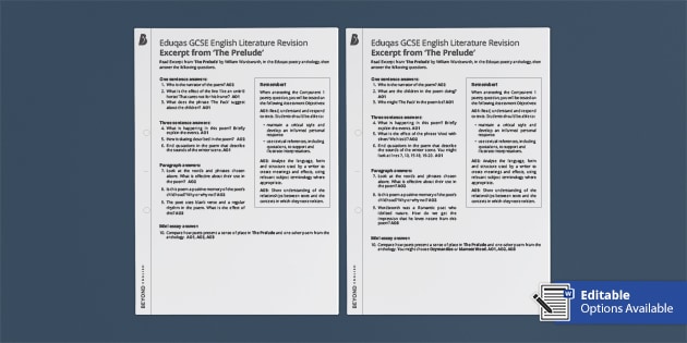 Excerpt from The Prelude - And in the Frosty Season | GCSE
