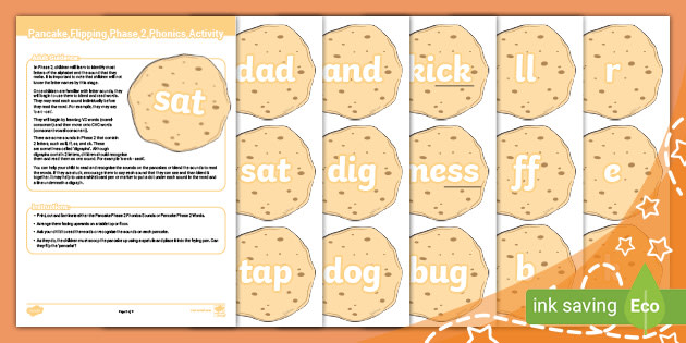 Pancake Flipping Phase 2 Phonics Activity