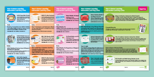Interactive Year 6 Home Learning Links