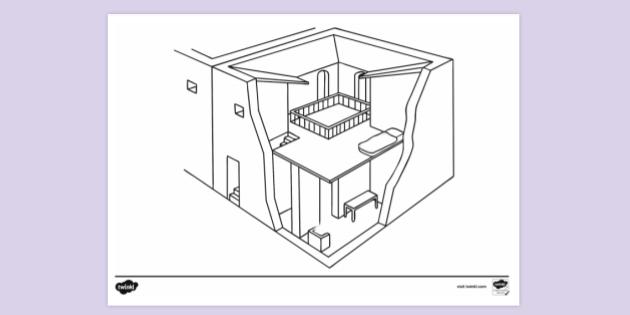 Sumerian House Colouring Sheet | Colouring Sheets | Twinkl