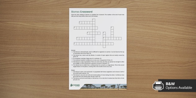 Biomes Crossword (teacher made)
