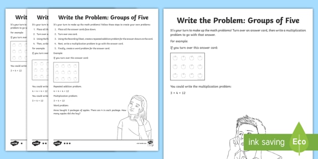Write the Multiplication Problem: Groups of Five Activity