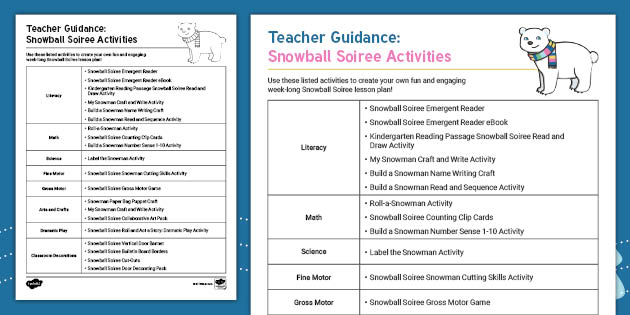 Snowball Soirée Teacher Guidance | Lesson Plan | Twinkl