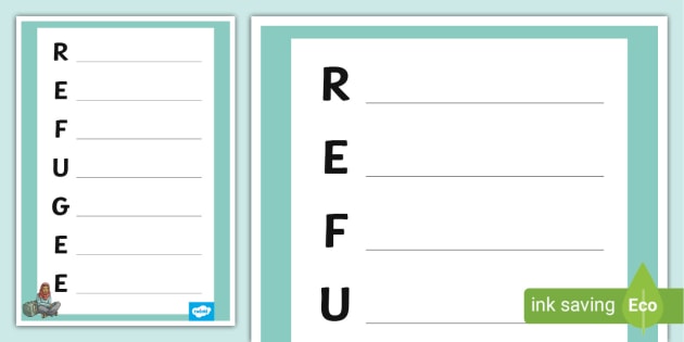 Refugee Acrostic Poem (teacher made)
