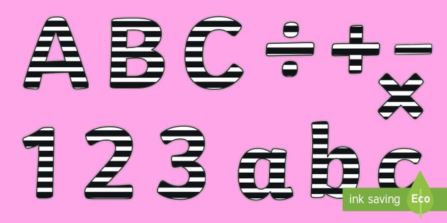 👉 Horizontal Black and White Striped Display Lettering
