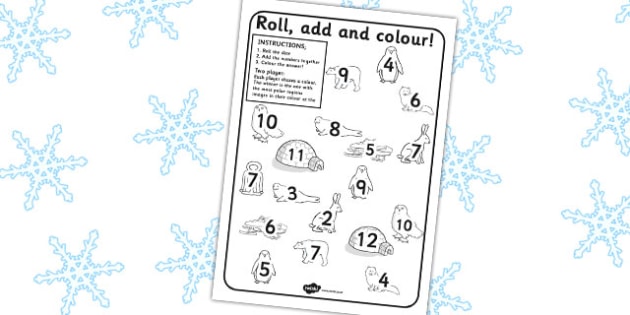 Polar Regions Roll and Colour Worksheet / Worksheet