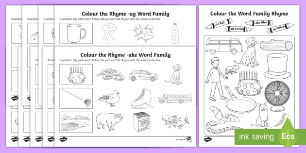 * NEW * Colour the Rhyme Activity Pack - early childhood rhyming
