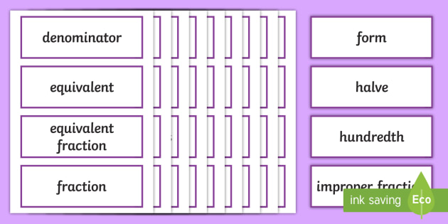 Year 5 2014 National Curriculum Fractions Vocabulary Cards - place value
